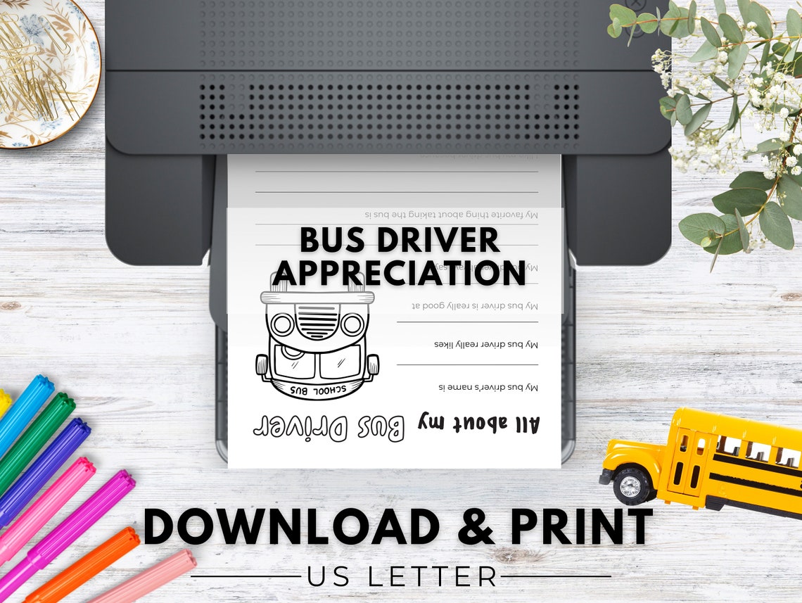 School Bus Driver Appreciation Printable, All About My Bus Driver ...