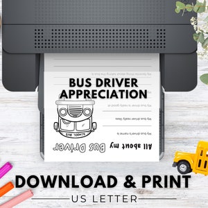School Bus Driver Appreciation Printable, All About My Bus Driver ...