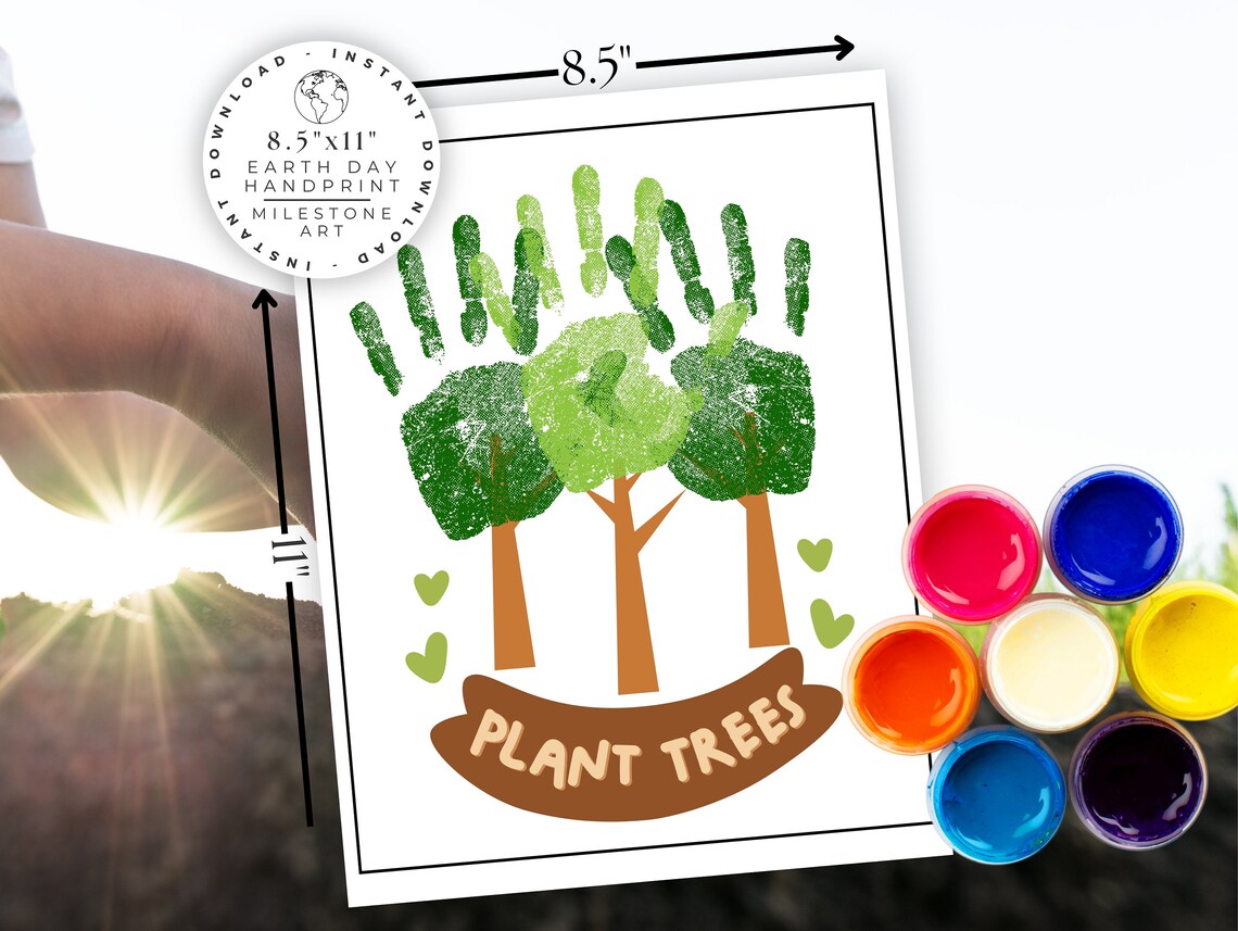 Earth Day Handprint Activity for Toddlers, Printable Plant Trees ...