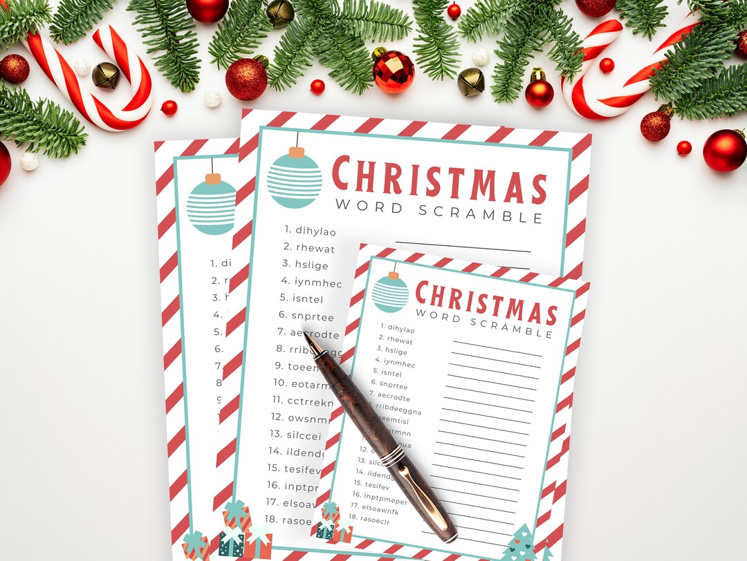 Christmas Word Scramble Game Printable, Word Unscramble Family Fun ...