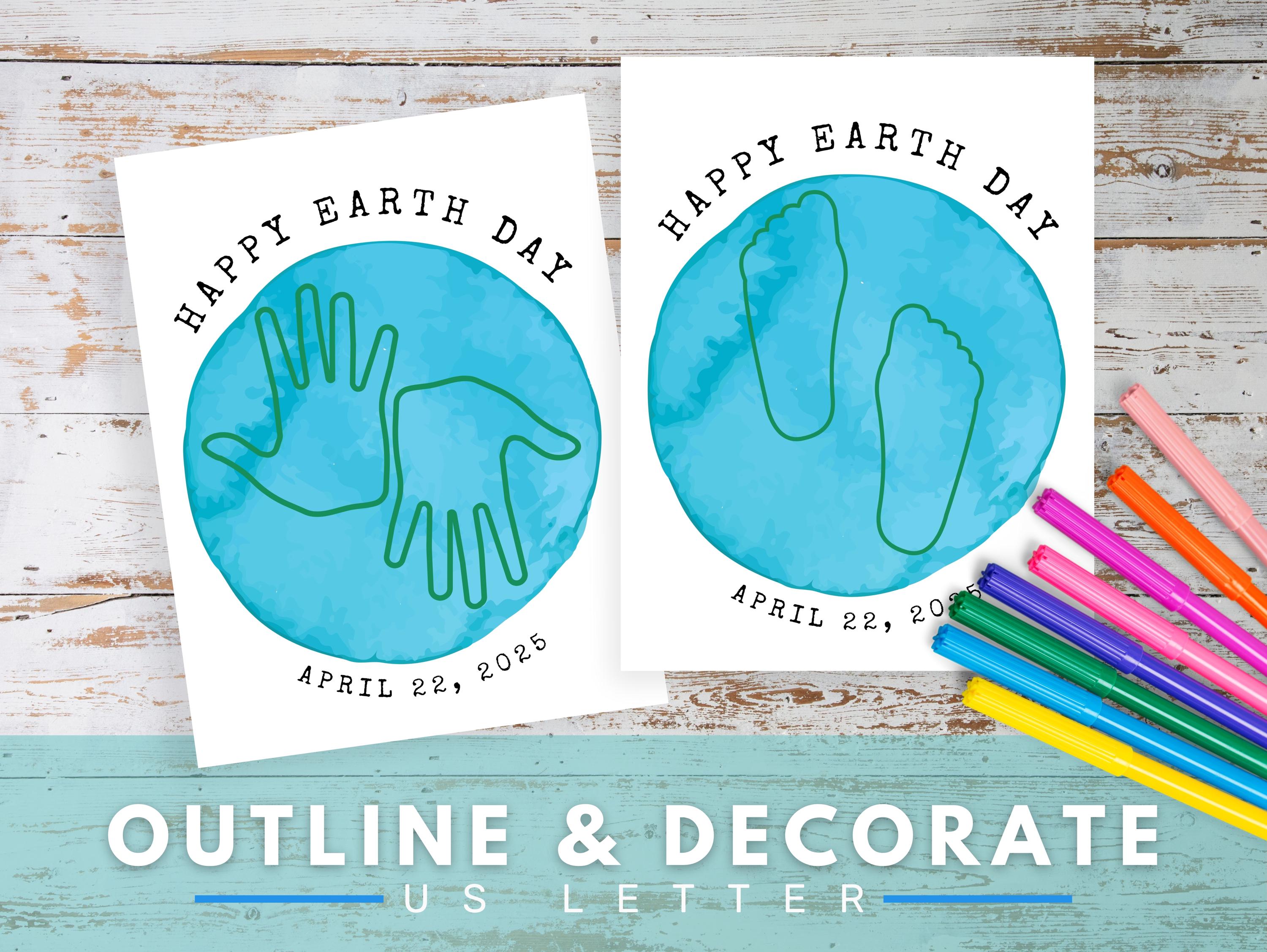 Printable Earth Day Handprint Activity for Toddlers, April 22nd Craft ...