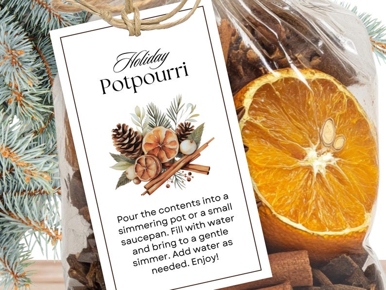 Simmer Pot Kit Gift Tag Printable, Holiday Stovetop Potpourri Tag ...