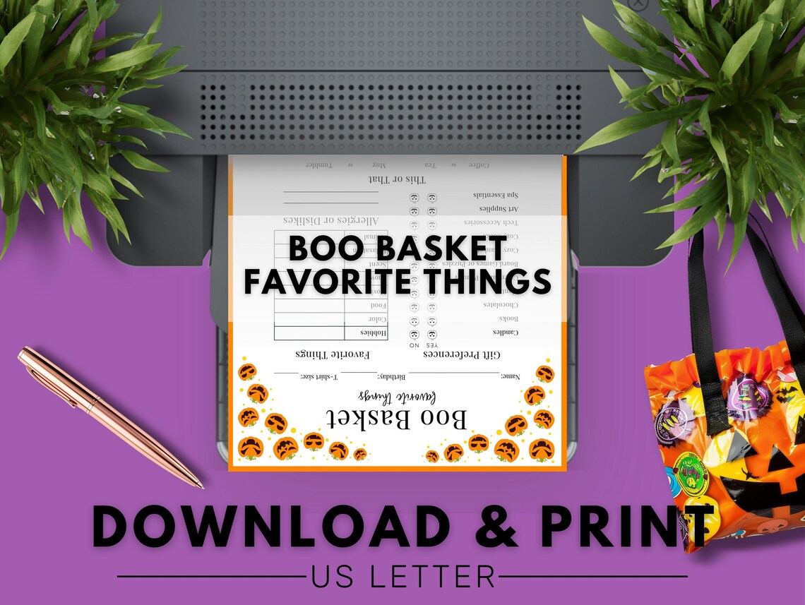 Boo Basket Favorite Things Survey, Printable Boo Buddy Form, Halloween ...