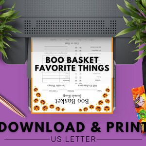 Boo Basket Favorite Things Survey, Printable Boo Buddy Form, Halloween ...