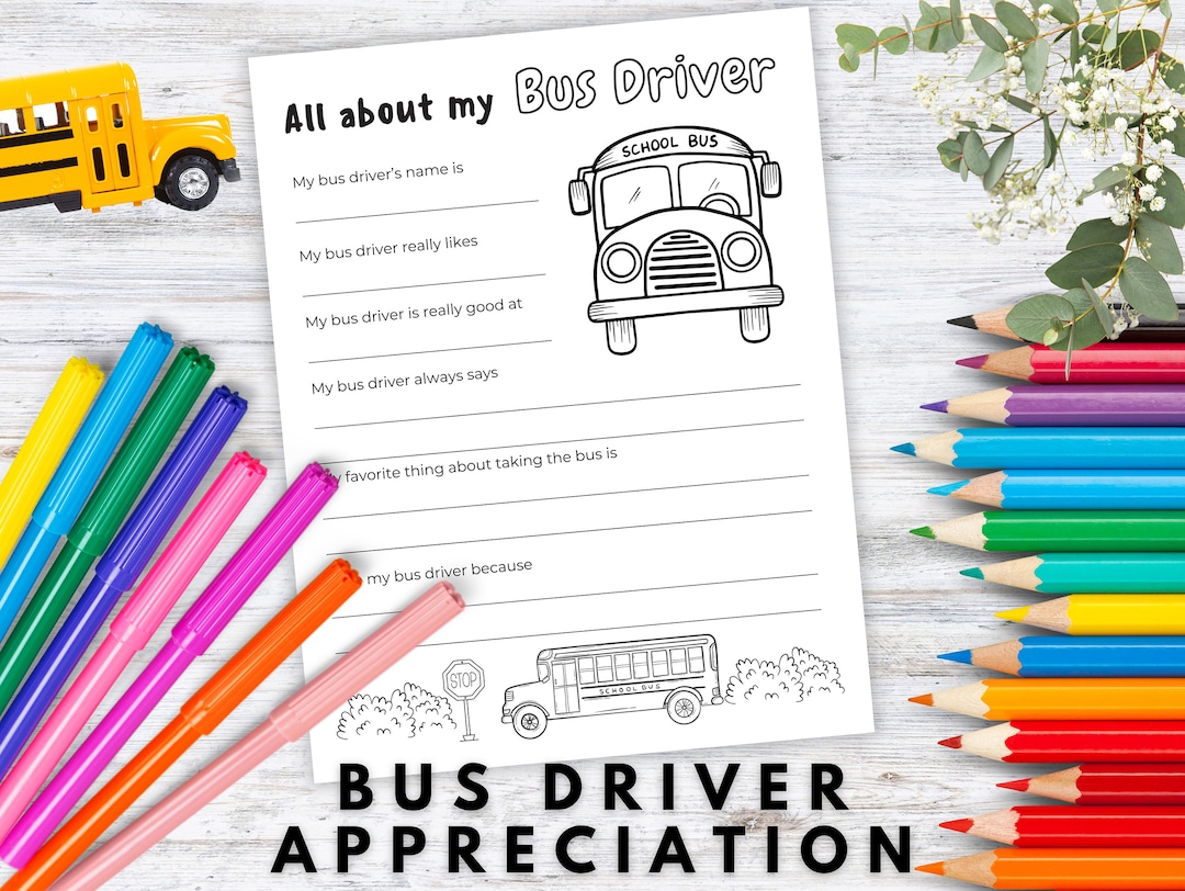 School Bus Driver Appreciation Printable, All About My Bus Driver ...