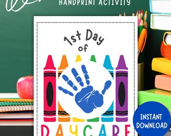 First Day of Preschool Handprint Printable, Preschool Craft Activity ...