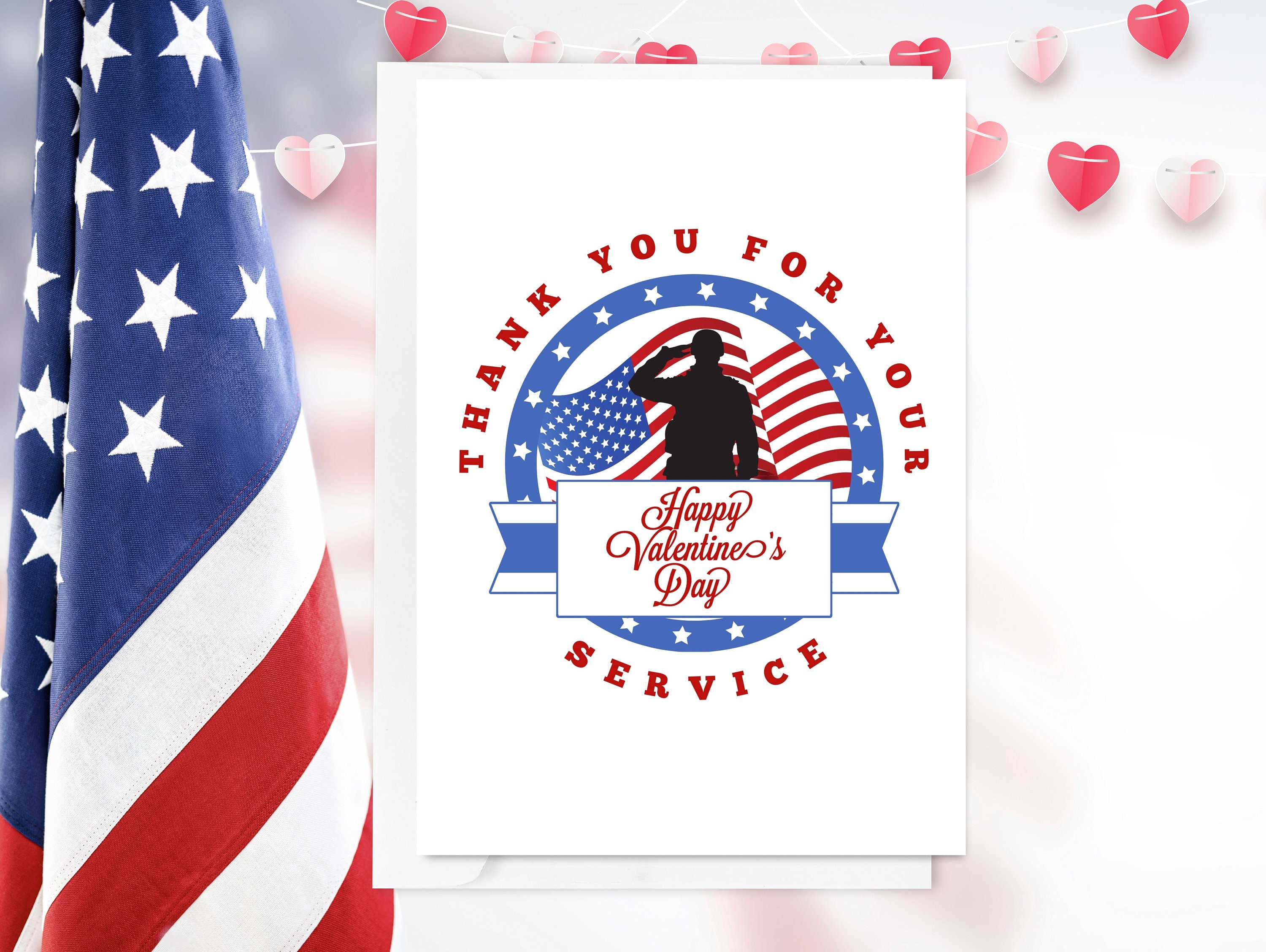 Military Valentine's Day Card Printable, Thank You for Your Service US ...