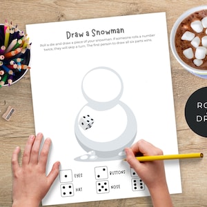 Roll a Snowman Dice Game Printable for Kids, Draw a Snowman Festive ...