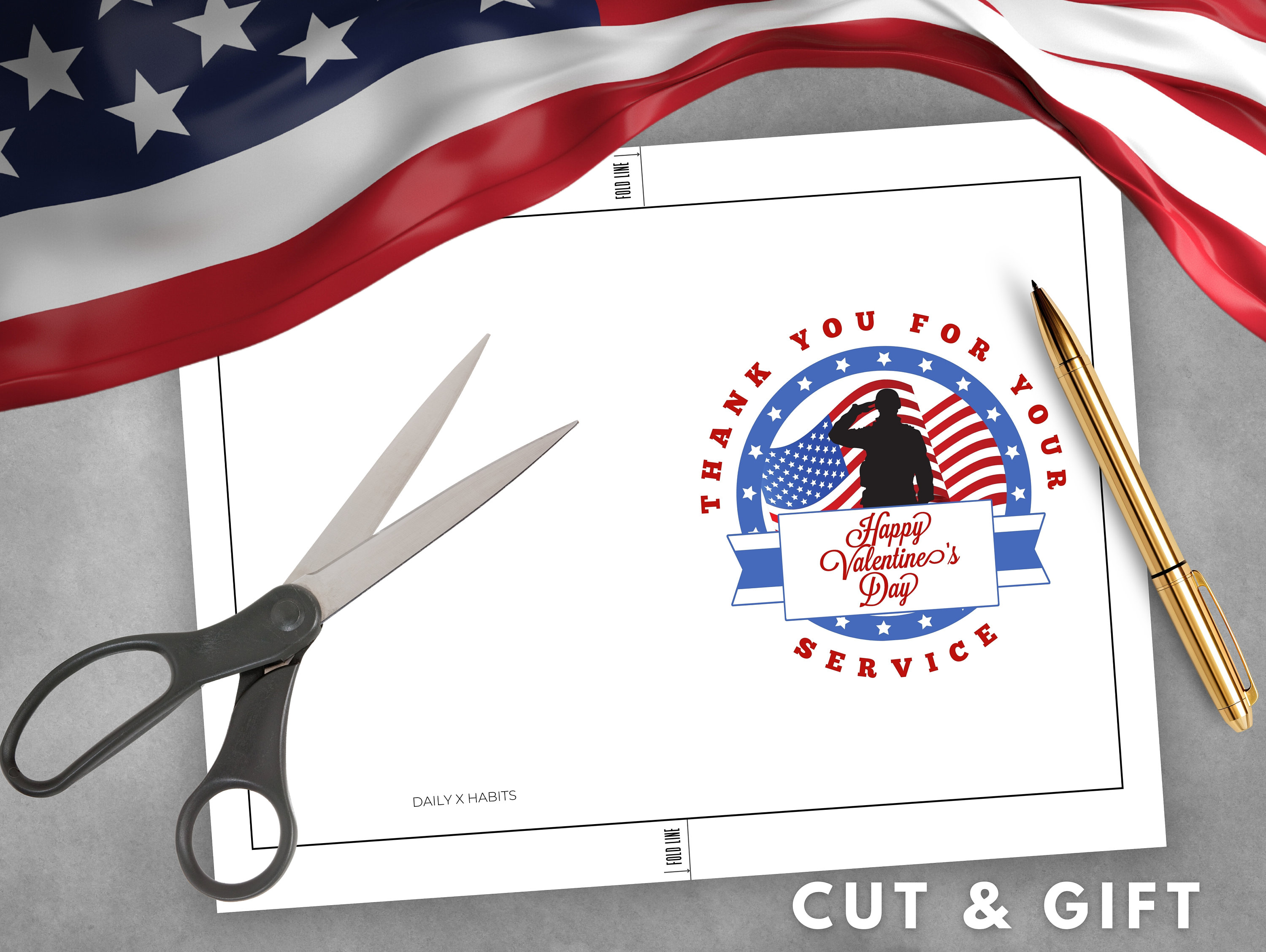 Military Valentine's Day Card Printable, Thank You for Your Service US ...