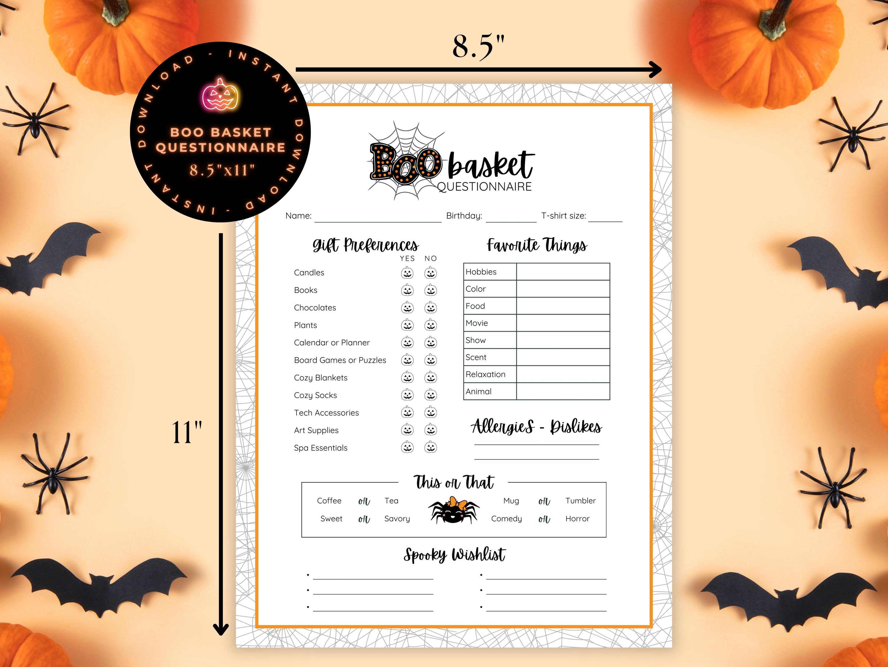 Halloween Boo List Questionnaire Printable, Favorite Things Spooky ...