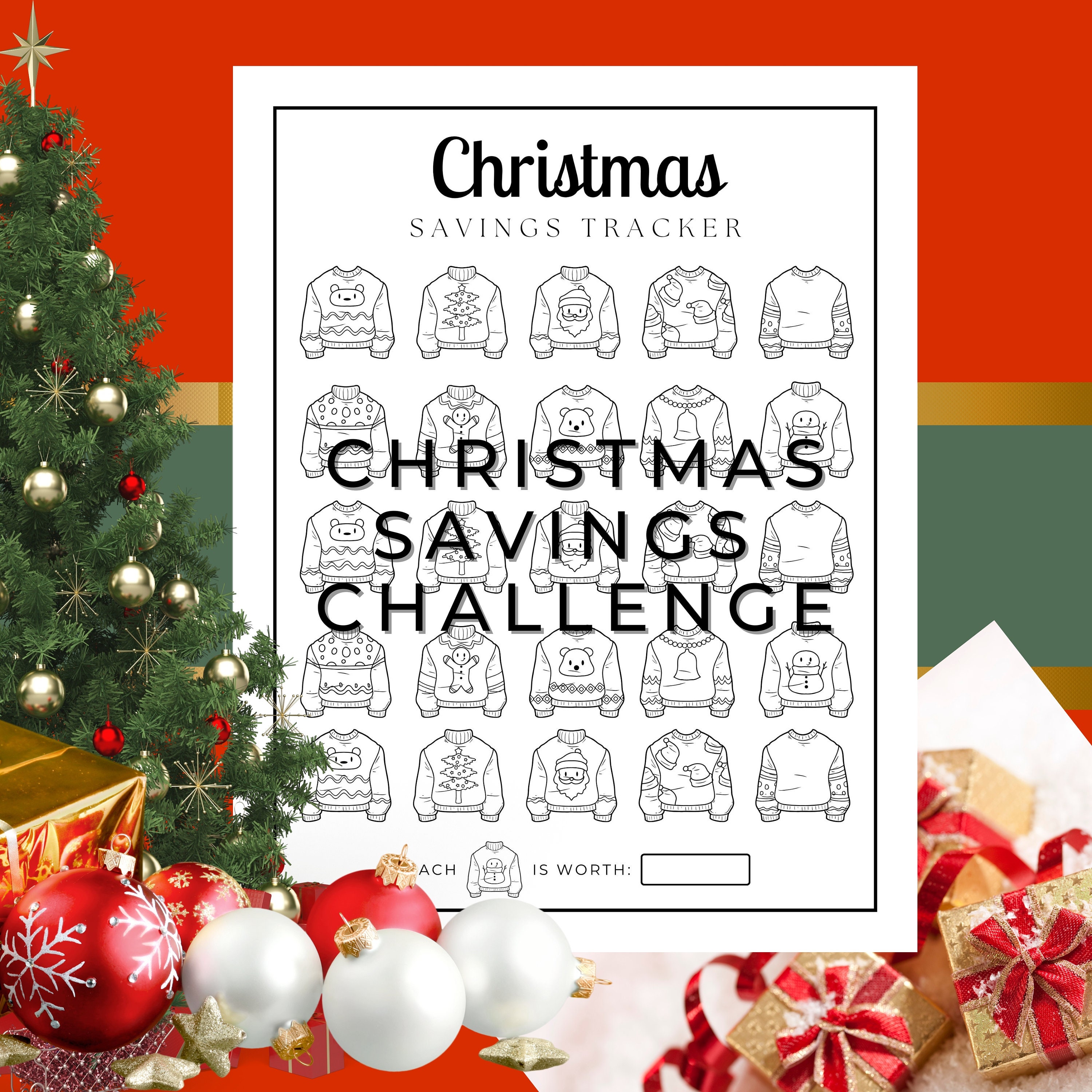 Christmas Savings Coloring Sheet Tracker, Printable Debt Free Holiday ...
