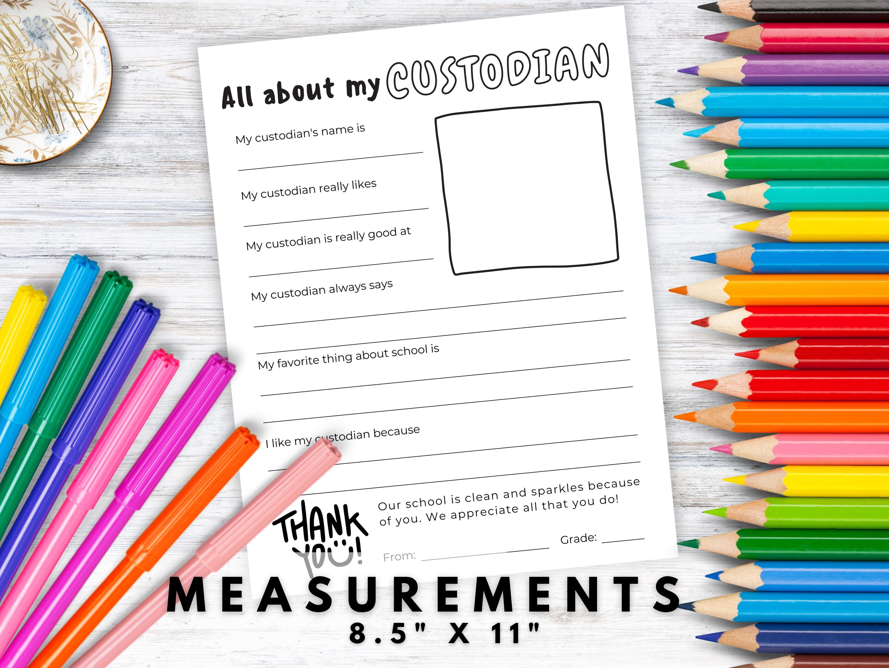 School Custodian Appreciation Worksheet, Printable All About My ...