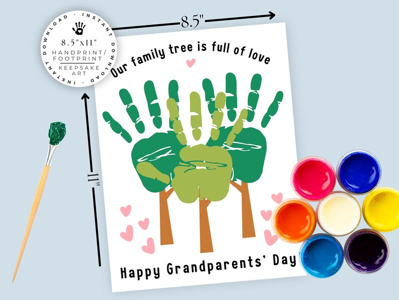 Grandparents Day Handprint Activity, Daycare Teacher Craft Printable ...