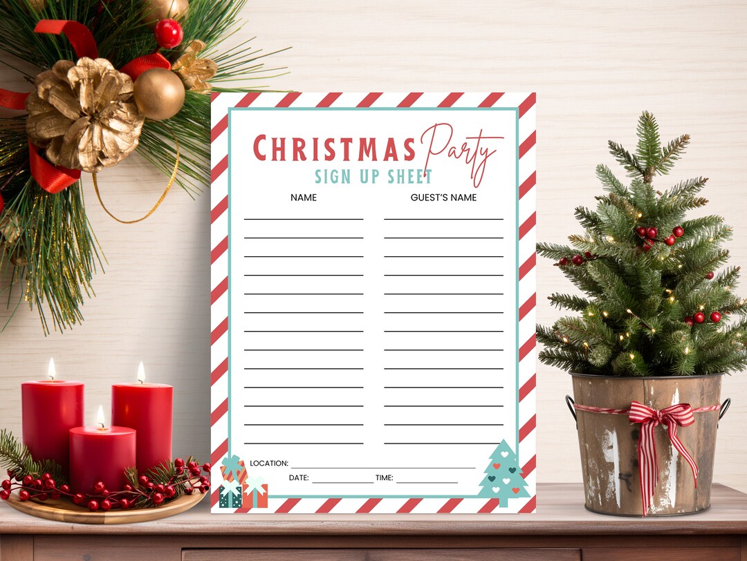 Office Christmas Party Signup Sheet Printable Holiday Party - Etsy