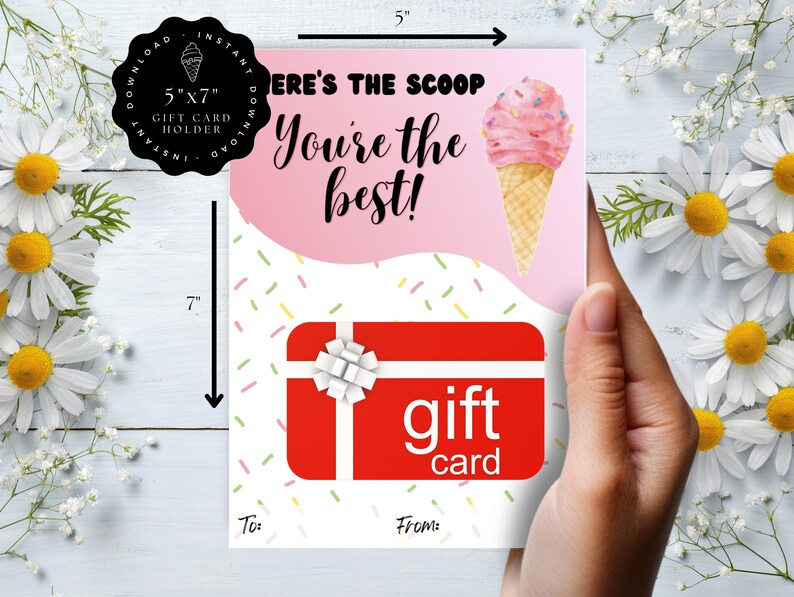 Teacher Appreciation Gift Card Holder, Ice Cream Theme Here's the Scoop ...