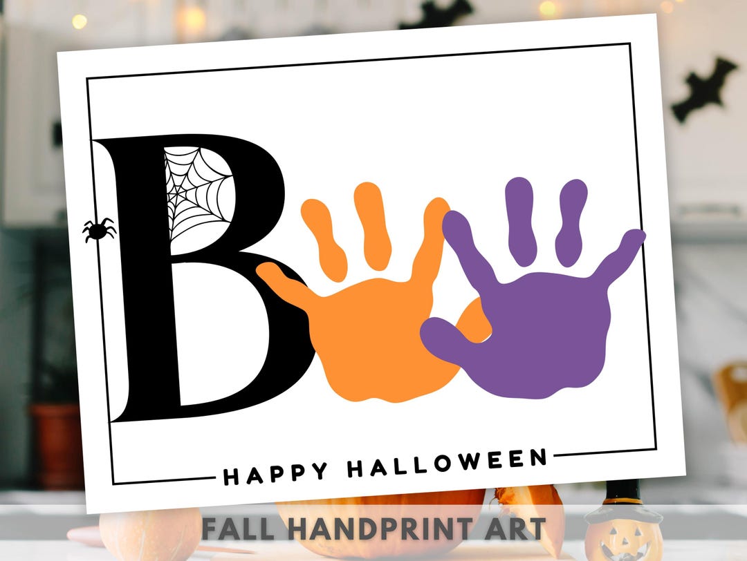Boo Handprint Art Printable for Toddlers, Halloween Daycare Craft ...