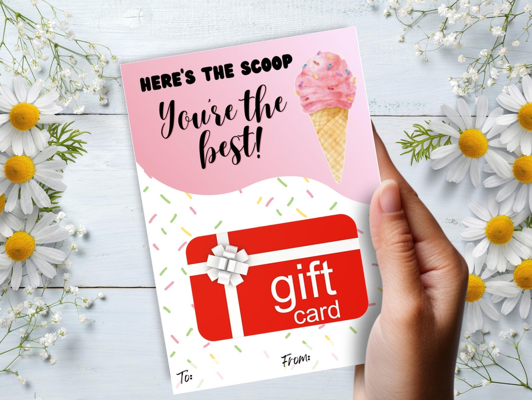 Teacher Appreciation Gift Card Holder, Ice Cream Theme Here's the Scoop ...