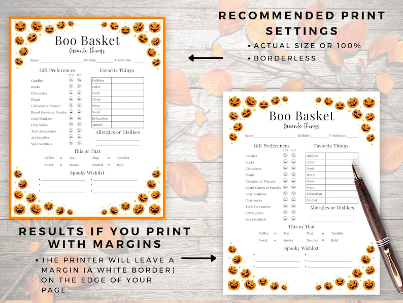 Boo Basket Favorite Things Survey, Printable Boo Buddy Form, Halloween ...