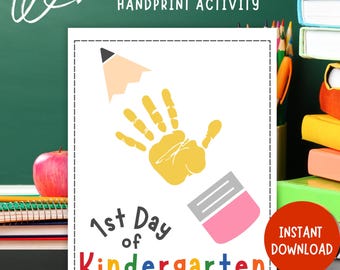 1st Day of Preschool Handprint Activity, Back 2 School Printable Craft ...