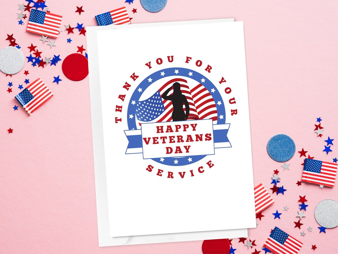 Female Veterans Day Card Printable, Thank You for Your Service US ...