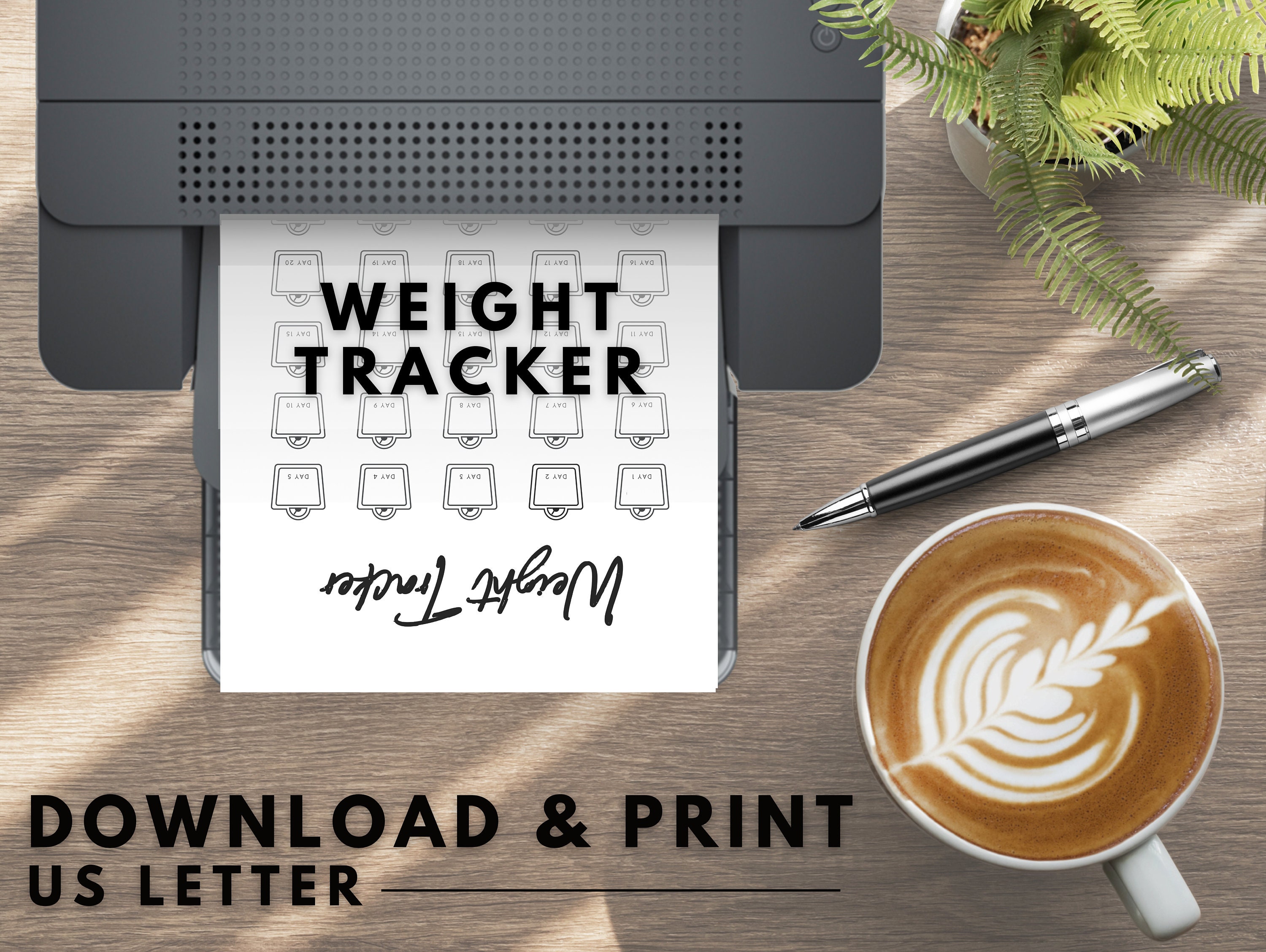 30 Day Weight Loss Tracker Poster Printable, Health Challenge ...