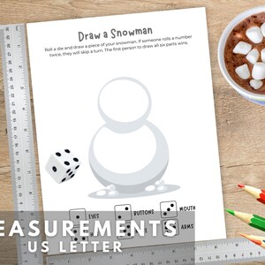 Roll a Snowman Dice Game Printable for Kids, Draw a Snowman Festive ...