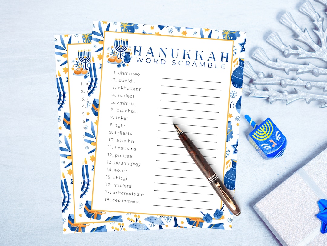 Printable Hanukkah Word Scramble, Chanukah Party Game, Word Jumble ...