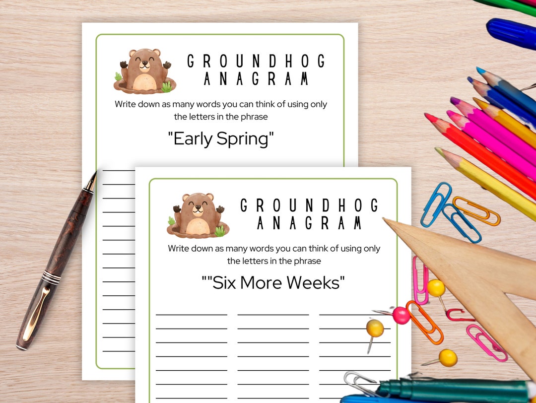Groundhog Day Word Game Activity Printable, February Holiday Anagram ...