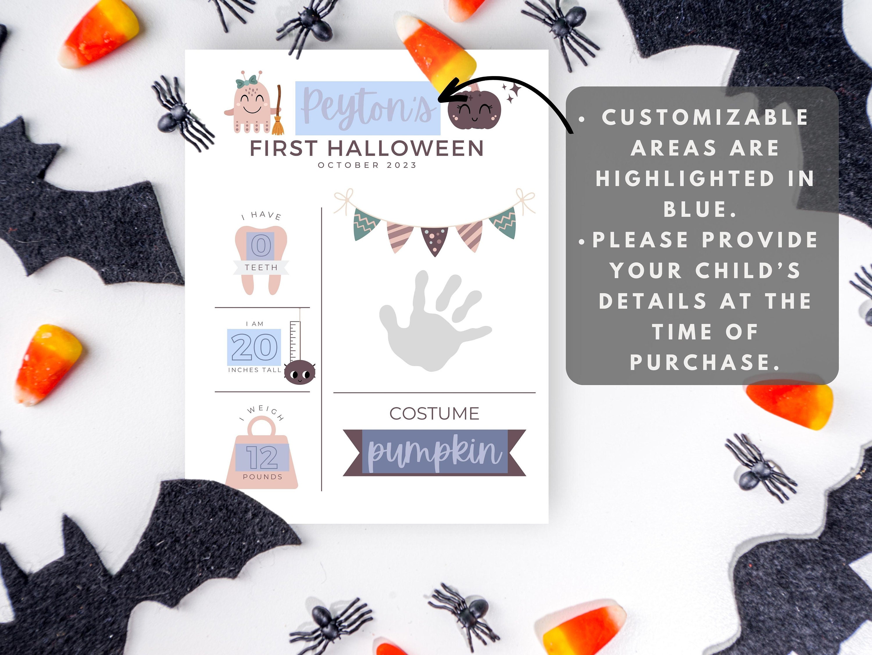 Halloween Milestone Page Printable Baby's First Halloween - Etsy