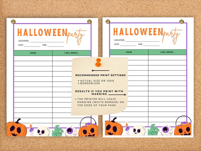 Halloween Party Sign up Sheet Printable, Student Holiday Classroom ...