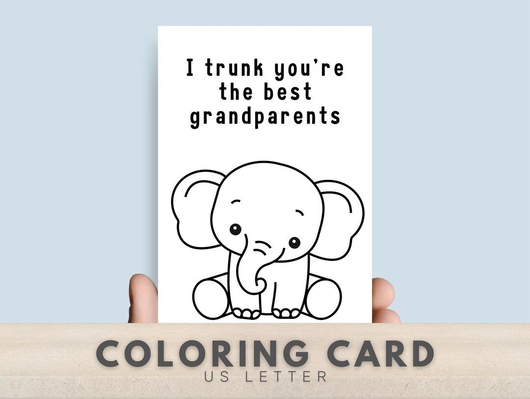 Grandparents Day Coloring Card Printable, Grandpa and Grandma ...
