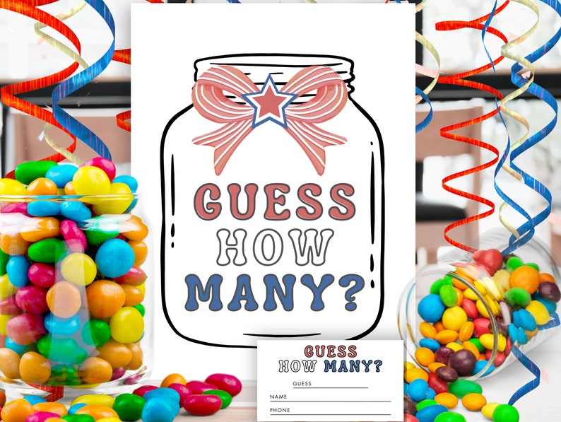 Veterans Day Game Printable, Guess How Many Game, Candy Game Sign ...