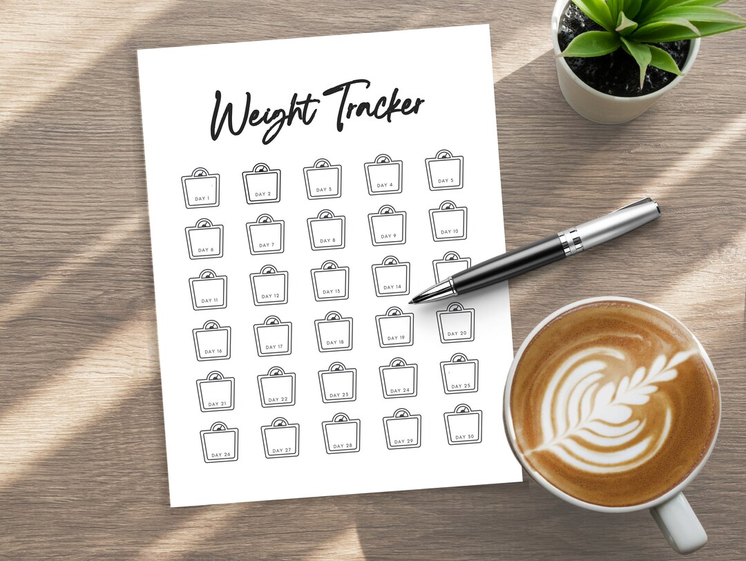 30 Day Weight Loss Tracker Poster Printable, Health Challenge ...