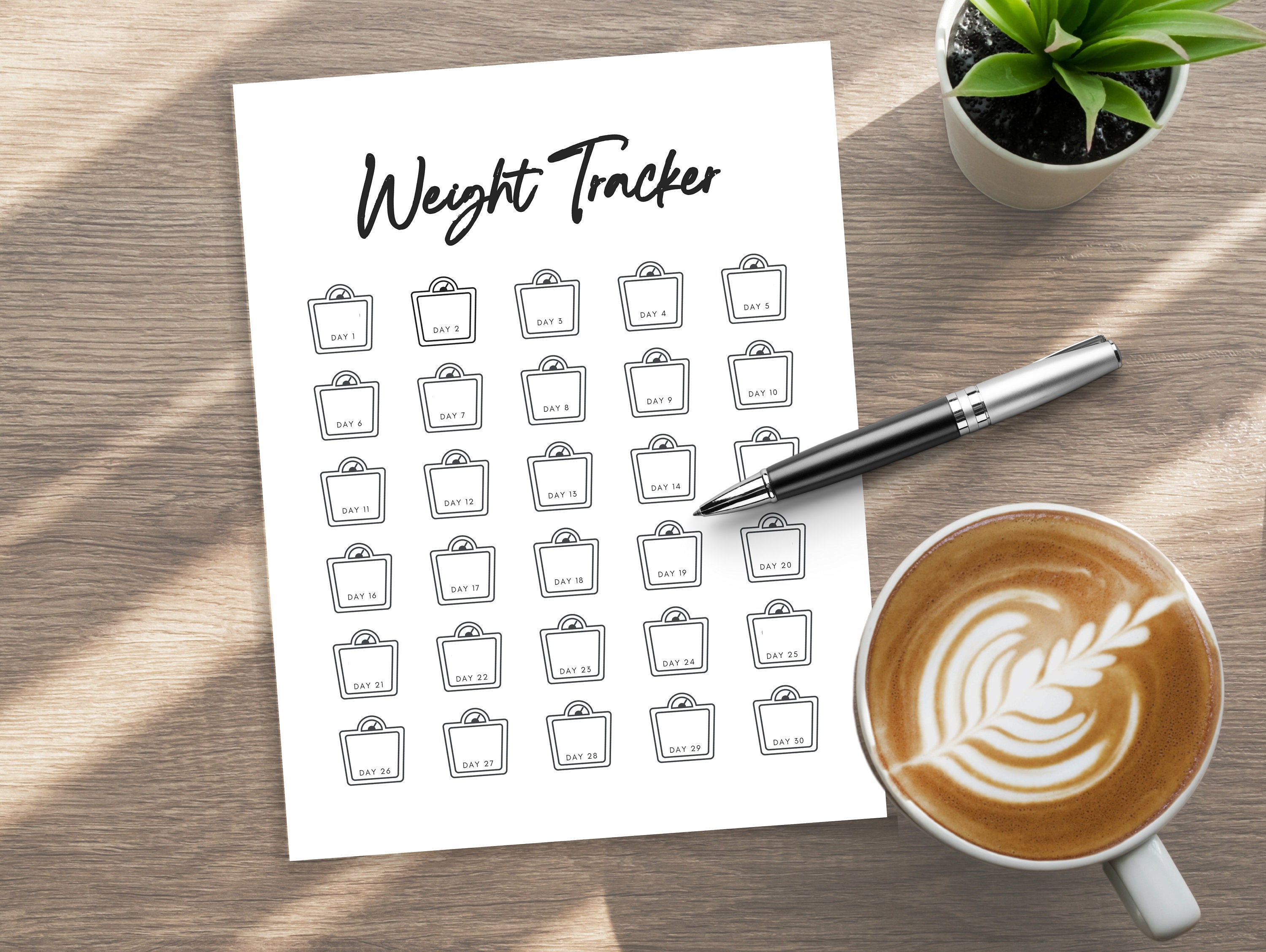 30 Day Weight Loss Tracker Poster Printable, Health Challenge ...