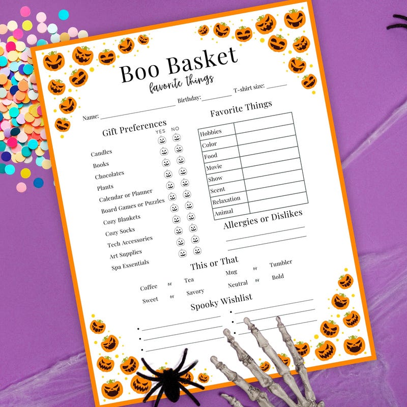 Boo Buddies Questionnaire - Etsy
