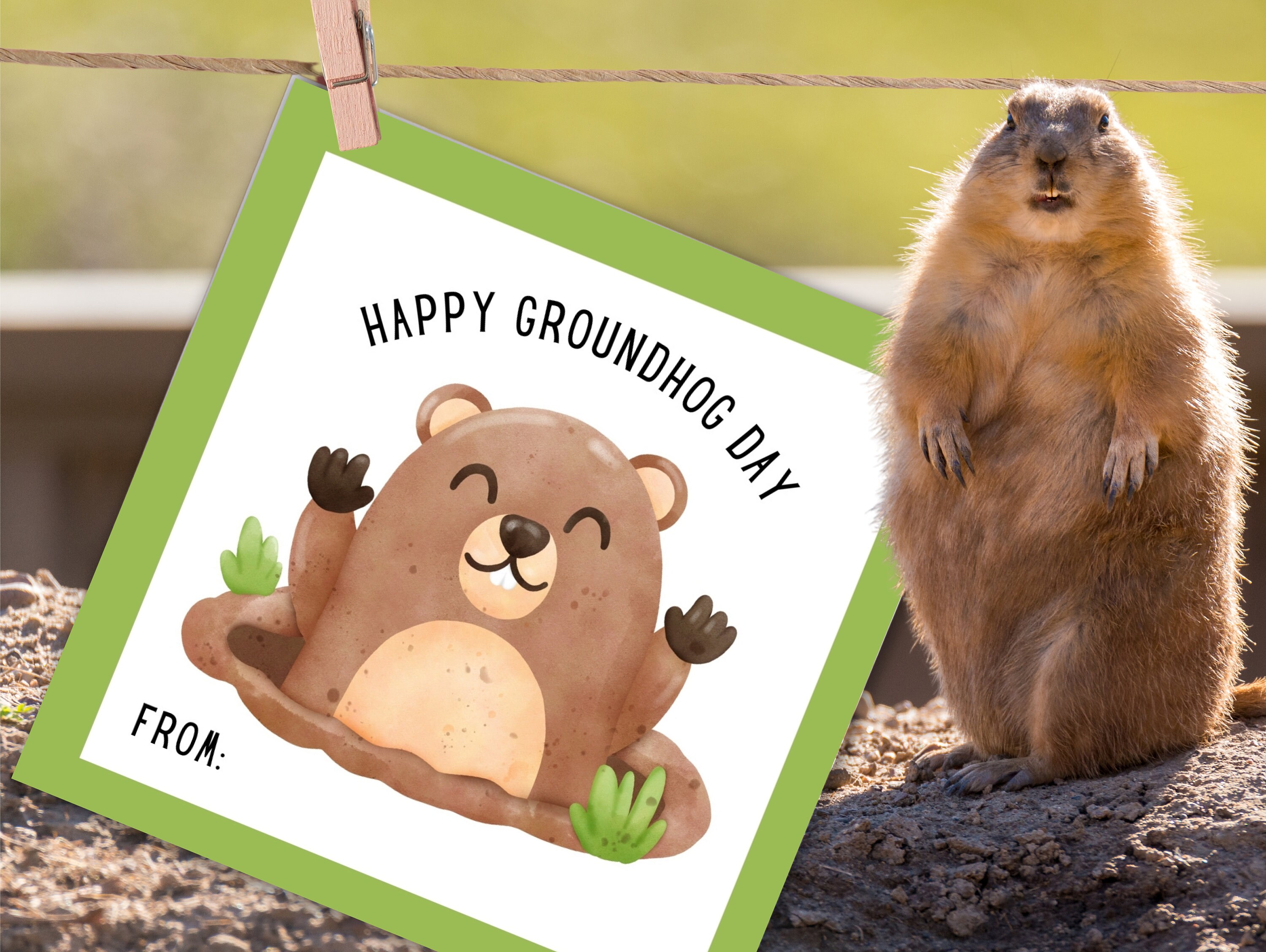 Groundhog Day Printable Gift Tag, School Treat Topper Card, Preschool ...