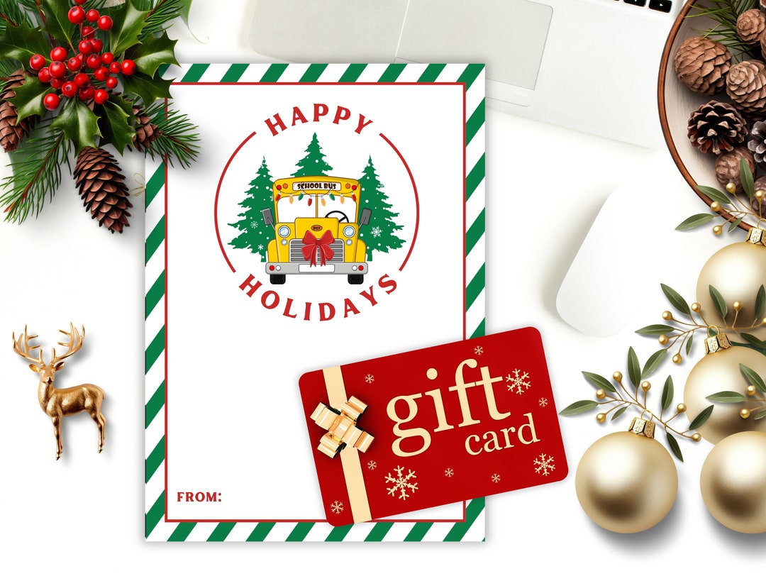 School Bus Driver Holiday Card Printable, School Driver Appreciation ...