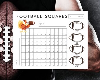 Football Squares Game Thanksgiving Day Game Football Squares - Etsy