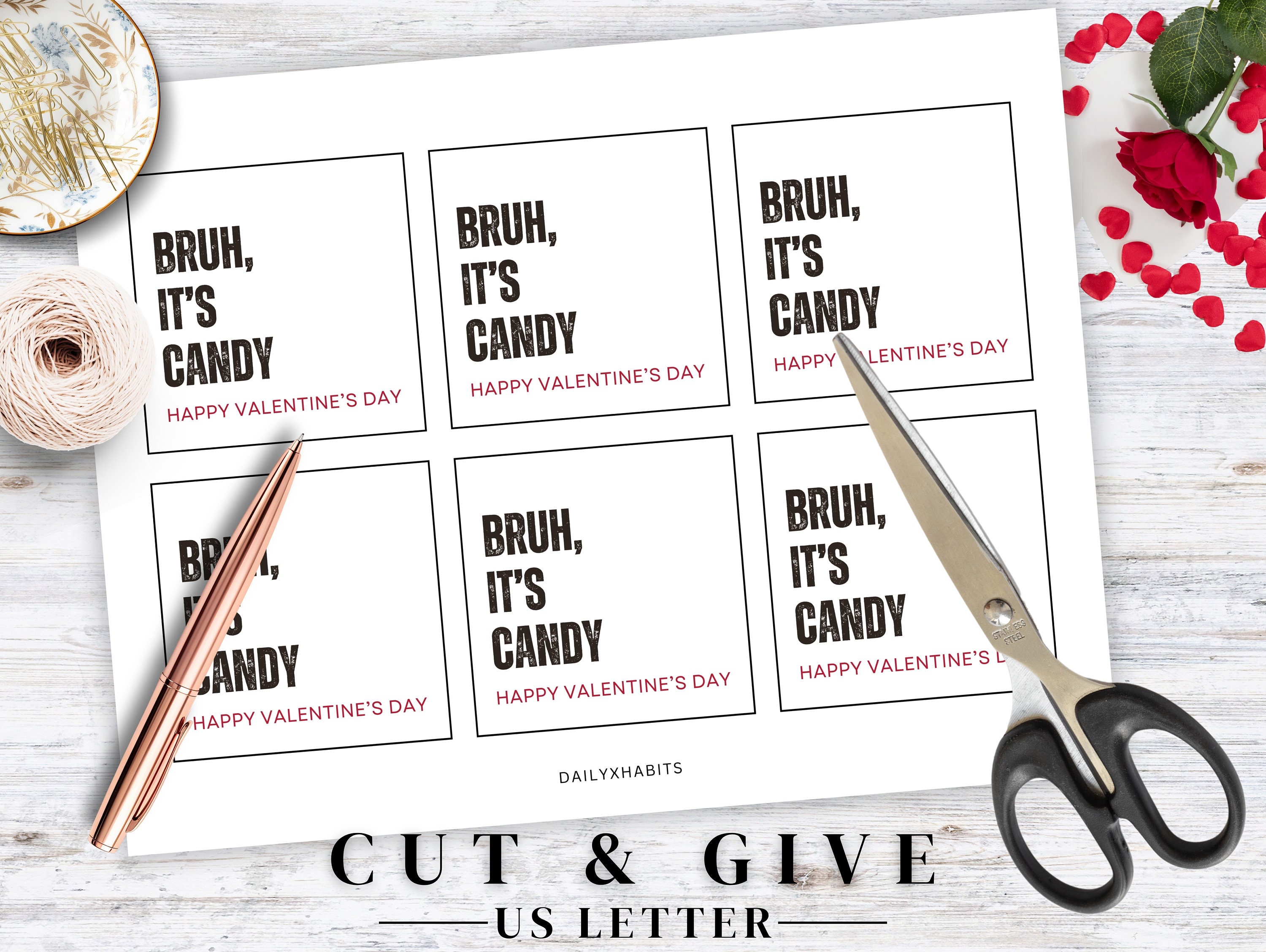 Bruh Valentines Day Printable Gift Tag, Tween Boy Valentine Exchange ...