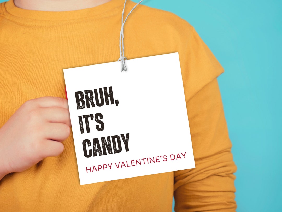 Bruh Valentines Day Printable Gift Tag, Tween Boy Valentine Exchange ...
