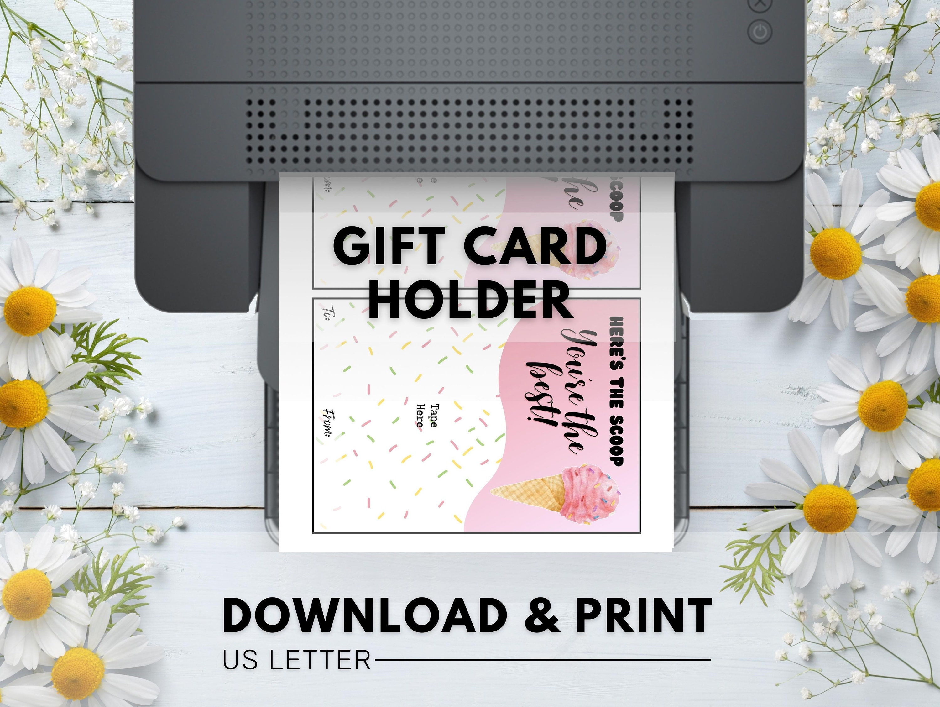 Teacher Appreciation Gift Card Holder, Ice Cream Theme Here's the Scoop ...