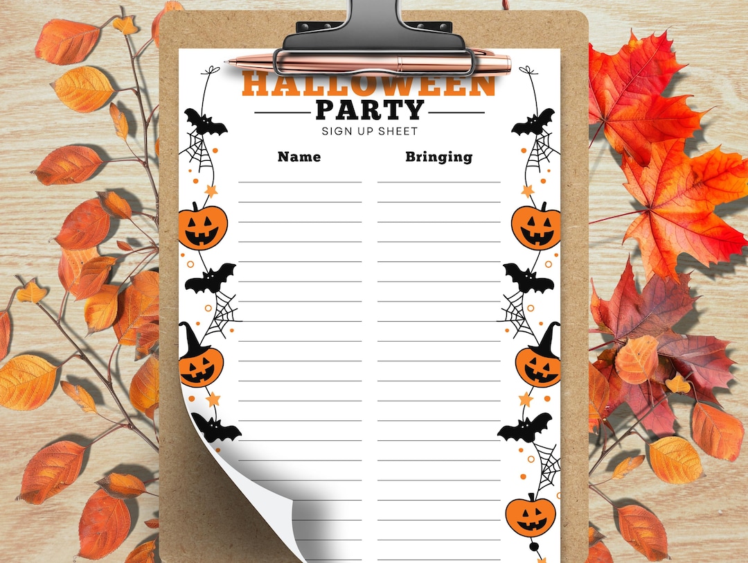 Halloween Party Sign up Sheet Printable, Student Holiday Classroom ...