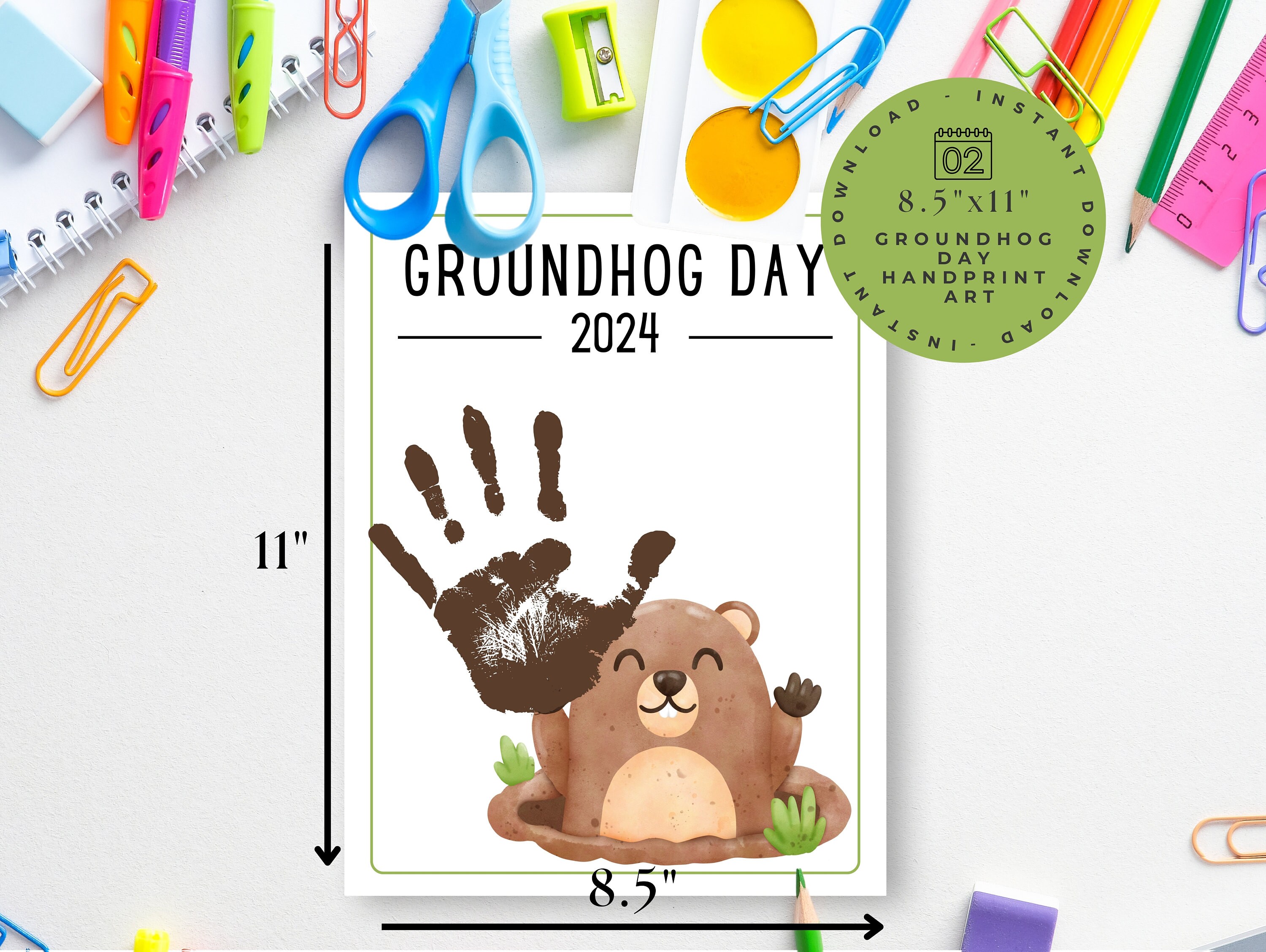 Printable Groundhog Handprint Activity for Toddlers, February 2nd Craft ...