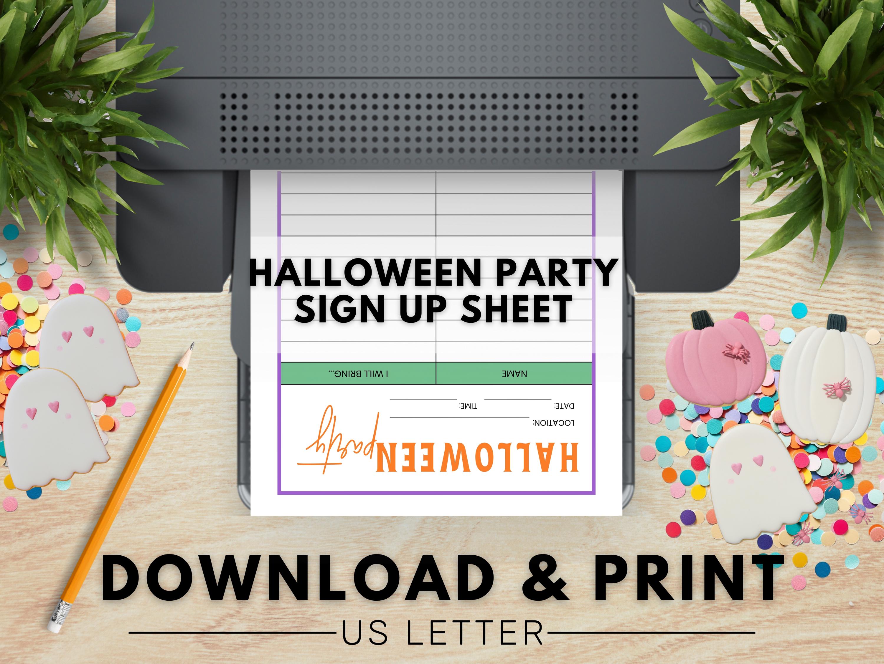 Halloween Party Sign up Sheet Printable, Student Holiday Classroom ...
