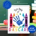 First Day of Daycare Handprint Activity, Daycare Teacher Craft ...