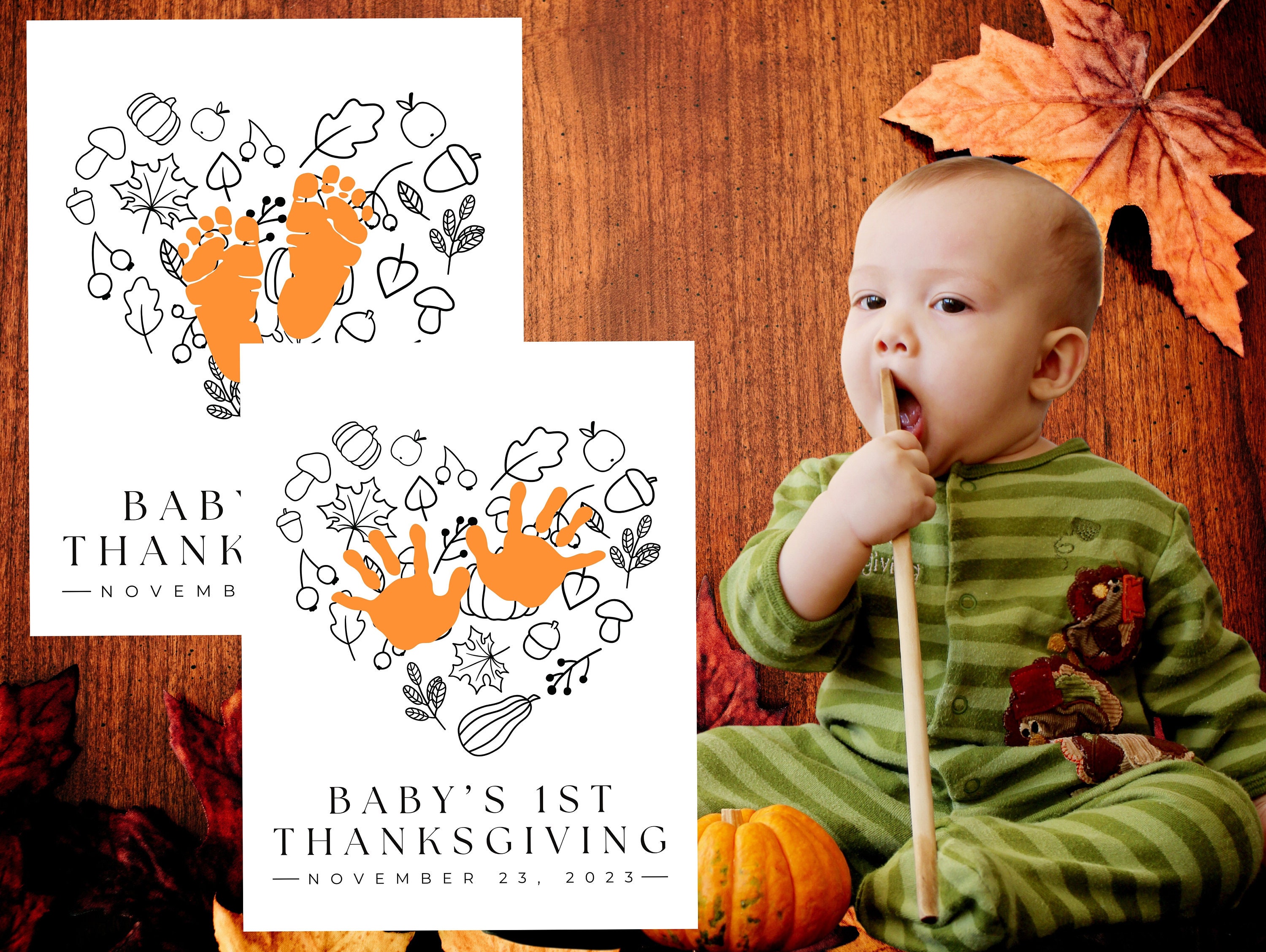 Thanksgiving Handprint Art Printable, Baby's First Turkey Day, Grateful ...