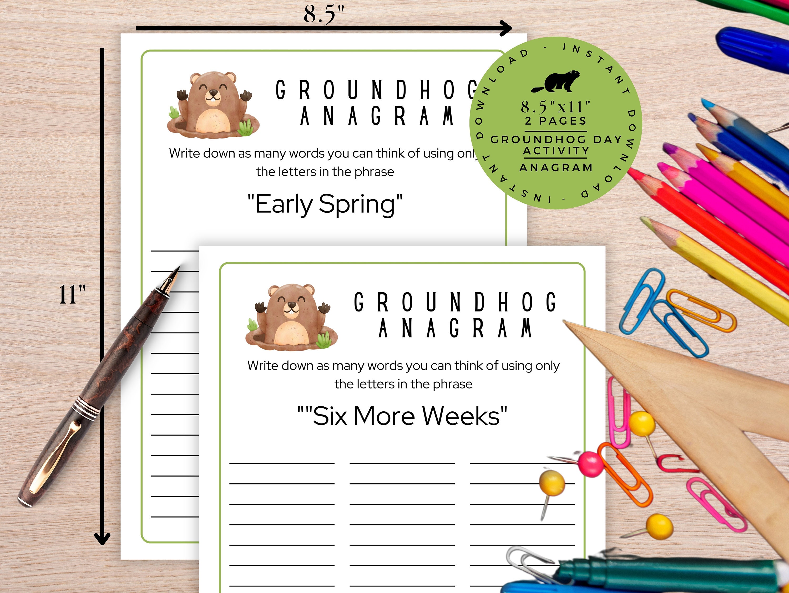 Groundhog Day Word Game Activity Printable, February Holiday Anagram ...