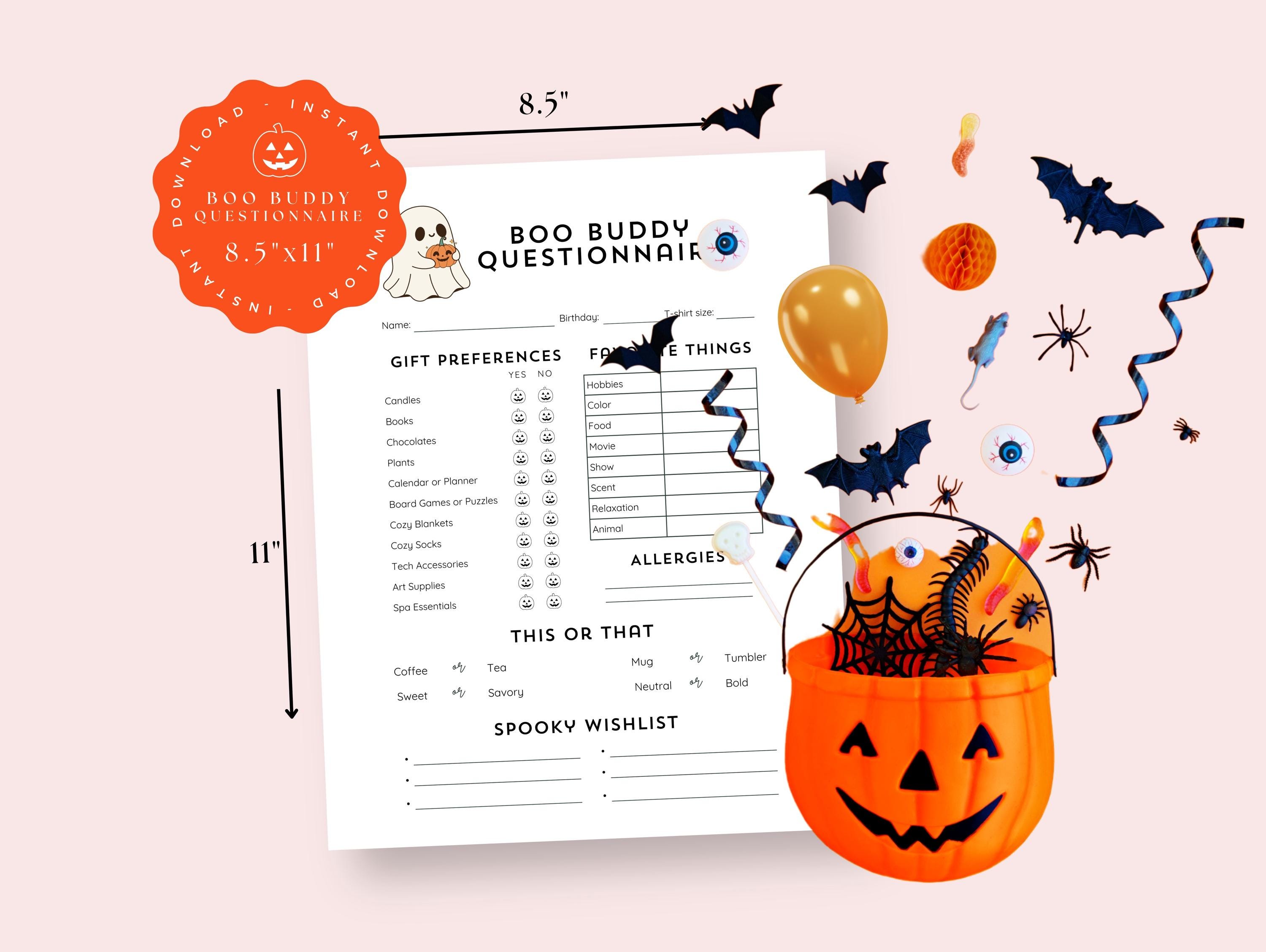 Boo Buddy Questionnaire Printable, All About Coworker, Favorite Things ...