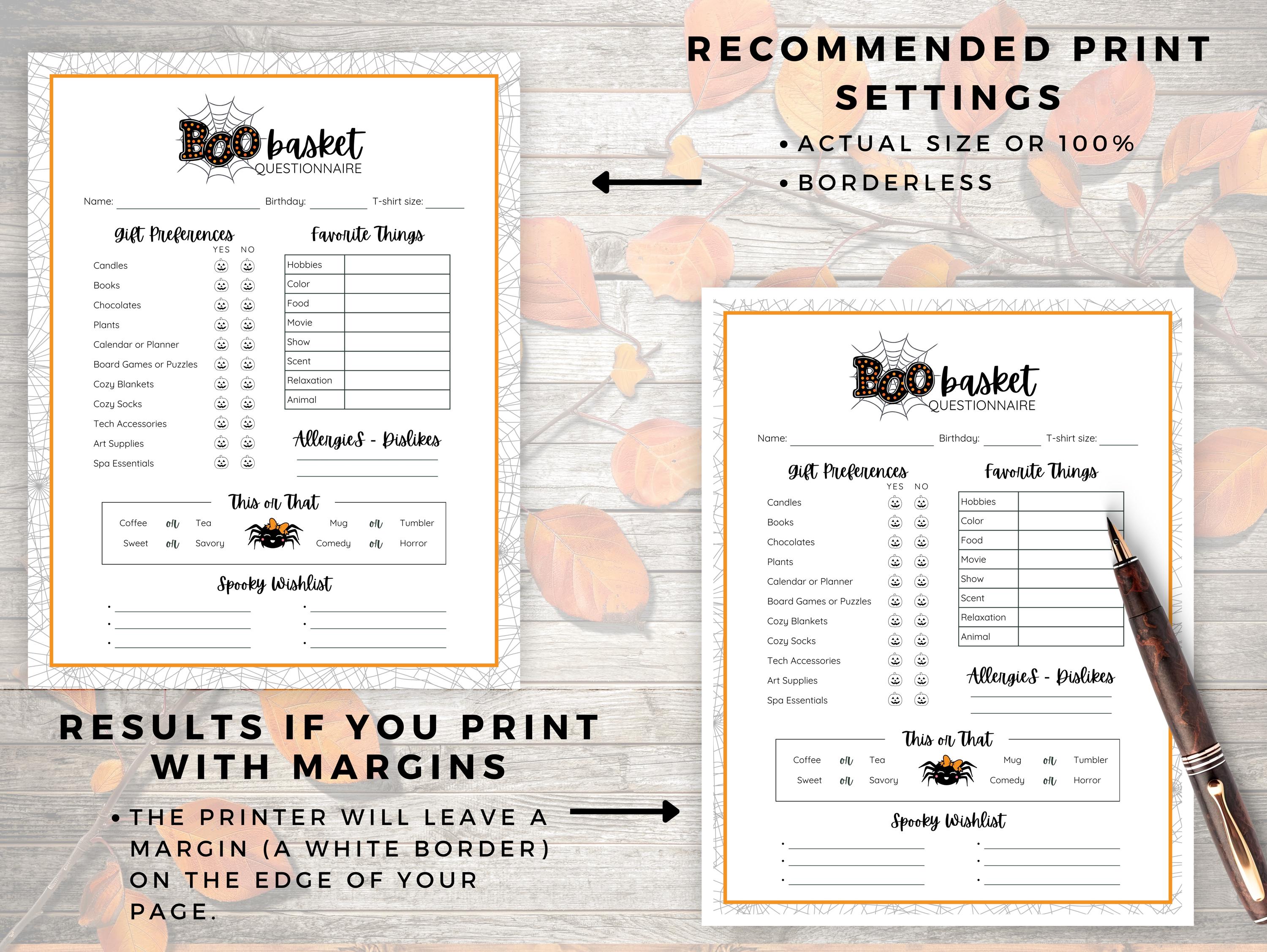 Halloween Boo List Questionnaire Printable, Favorite Things Spooky ...