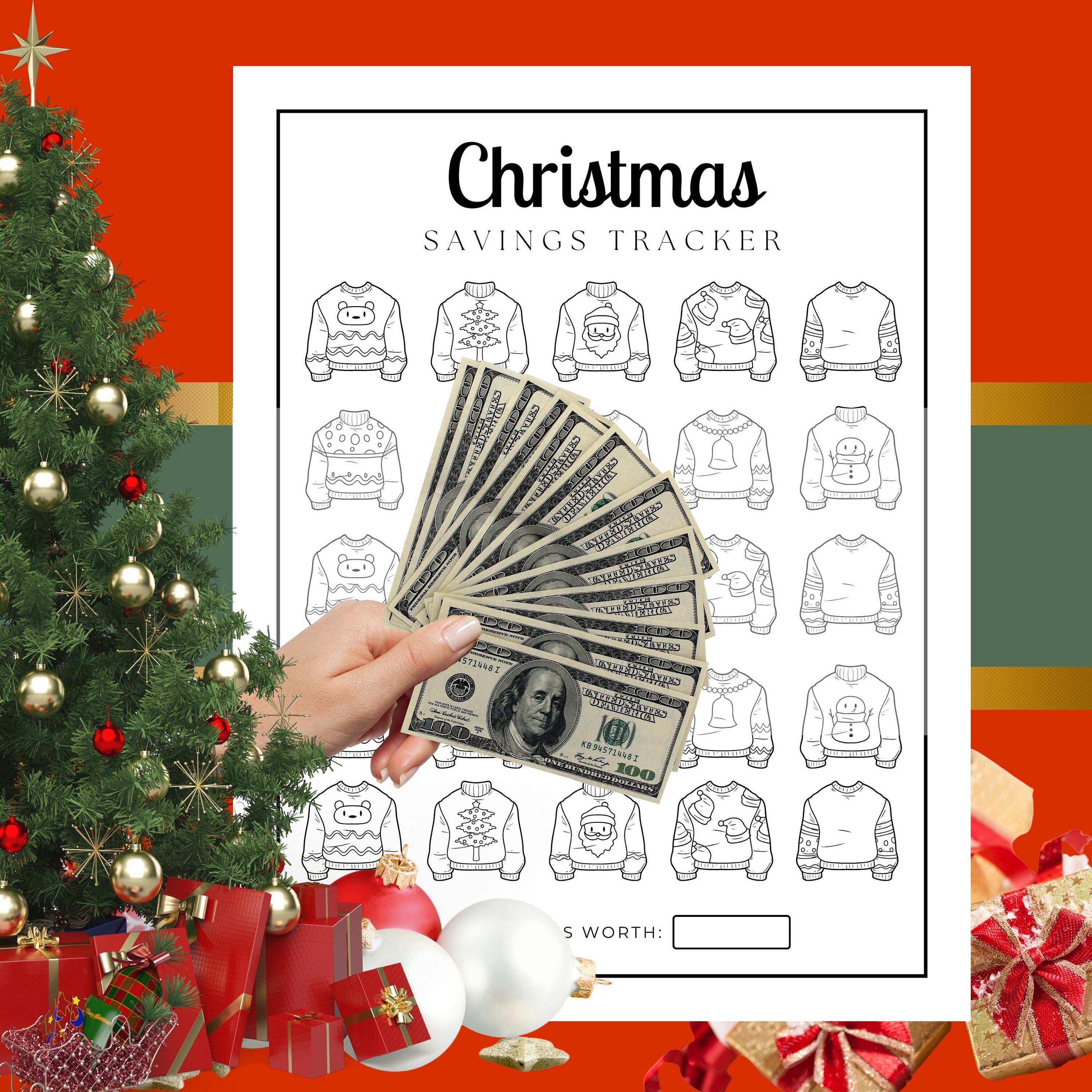 Christmas Savings Coloring Sheet Tracker, Printable Debt Free Holiday ...
